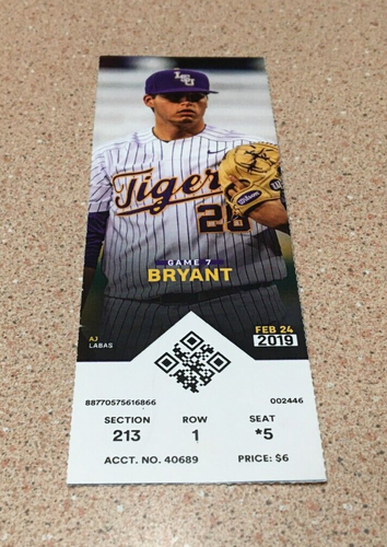 VINTAGE 2019 LSU TIGERS BRYANT BULLDOGS BASEBALL TICKET AJ LABAS | eBay