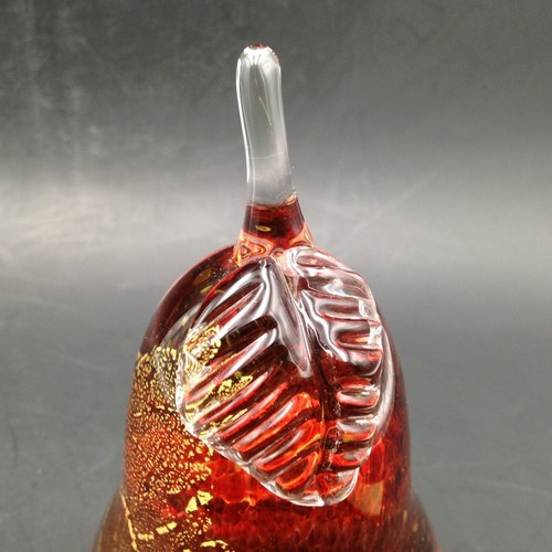 Art Glass Pear Paperweight David Lewin FTM Purple Gold Aventurine ...