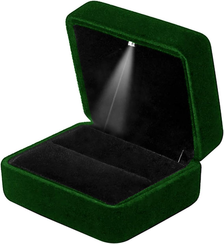 GBYAN Ring Box with LED Light Velvet Emerald Jewelry Box 726084262256| eBay