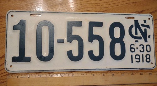 1918 North Carolina License Tag VTG ORIGINAL NC Heavy Metal City Tag 15 ...