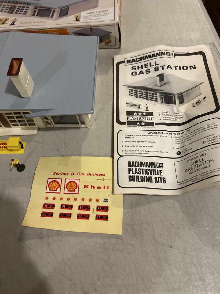 Vintage Bachmann HO Scale Model Kit SHELL GAS STATION Complete | eBay