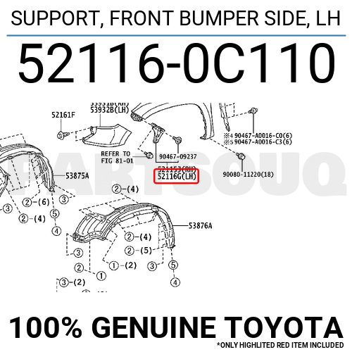 521160C110 Genuine Toyota SUPPORT, FRONT BUMPER SIDE, LH 52116-0C110 | eBay