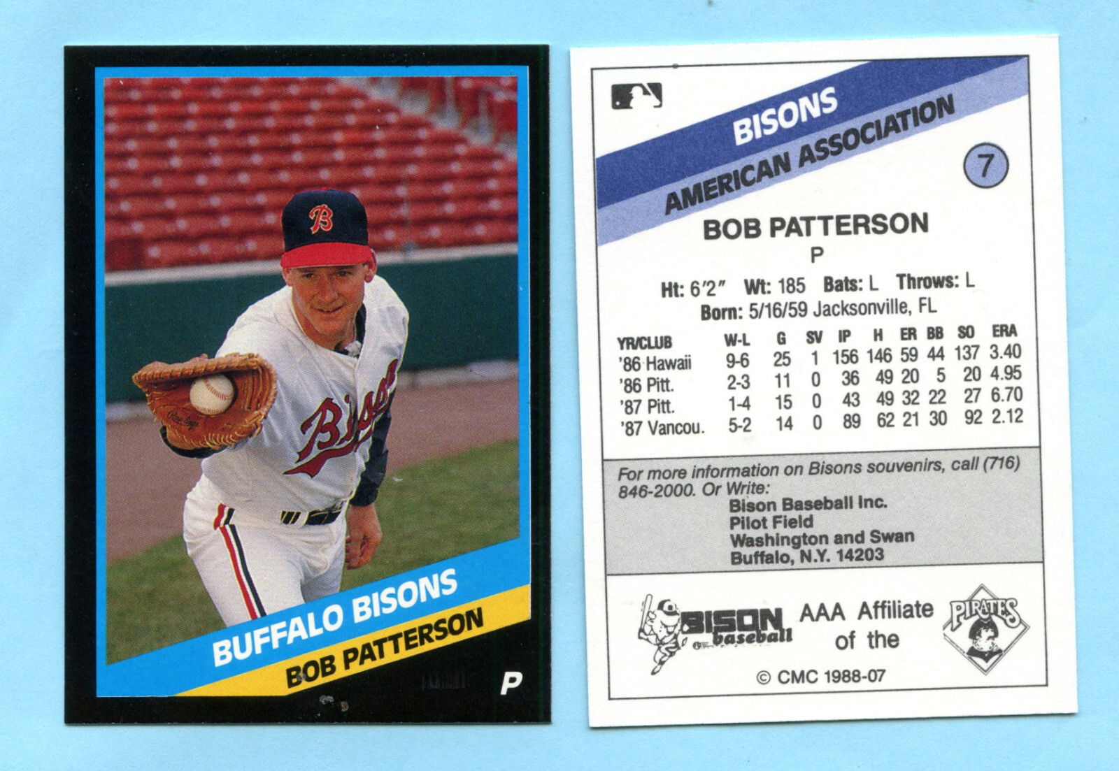 1988 CMC Minor League - Buffalo Bisons -Bob Patterson - Box 195 | eBay