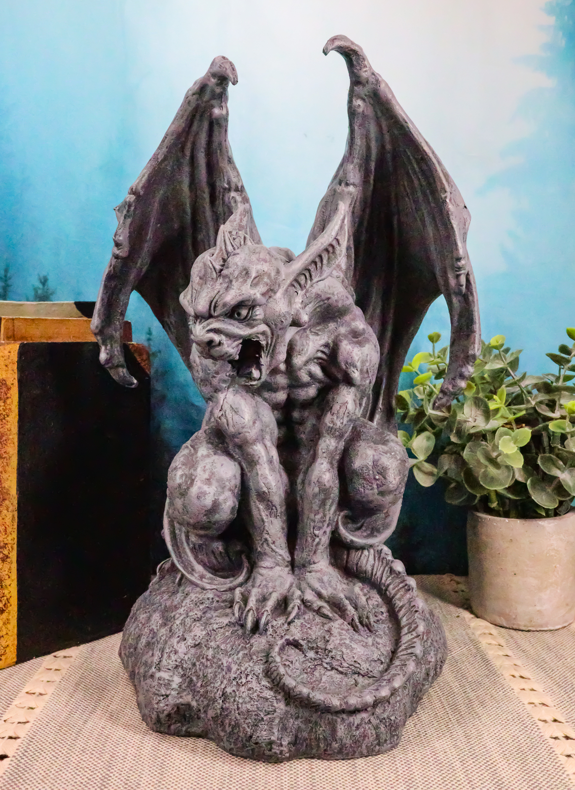 Ebros Warden Large Cathedral Guardian Crouching Winged Gargoyle Statue ...