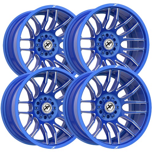 (Set of 4) XF Off-Road XF-232 24x14 5x5"/5x5.5" -76mm Blue/Milled ...