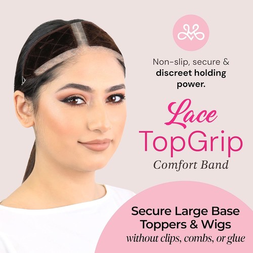 MILANO COLLECTION Lace Top Grip Comfort Band for Toppers Hair Chocolate ...