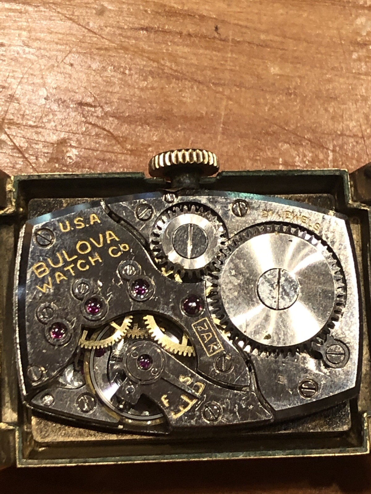 1940s Bulova Tank Style Wrist Watch 7AK 21J Movement 10K GF Case Runs ...