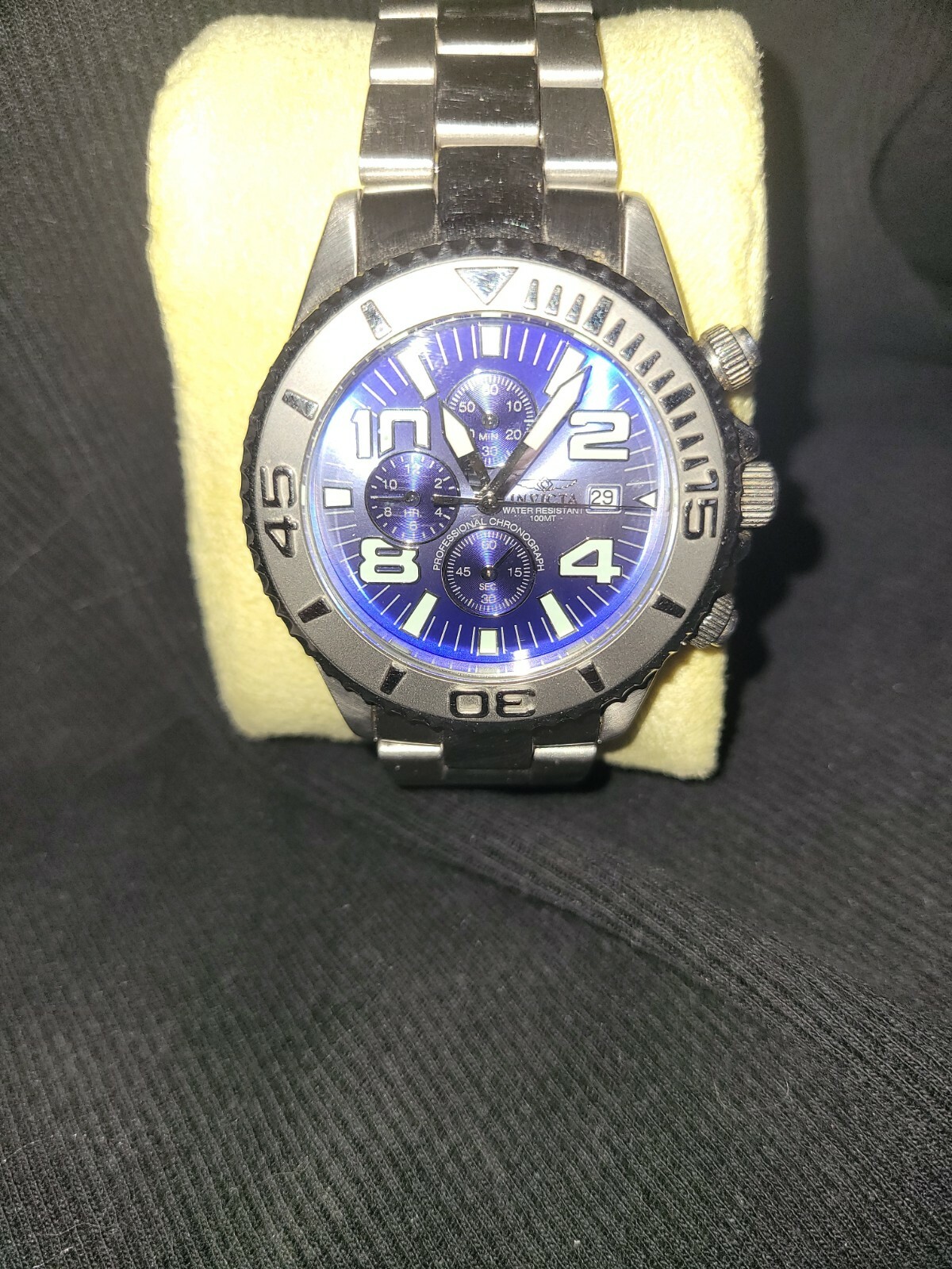 INVICTA COLLECTIBLE MENS WATCH. MODEL 2492 BLUE FACE SILVER BAND INVO2 ...