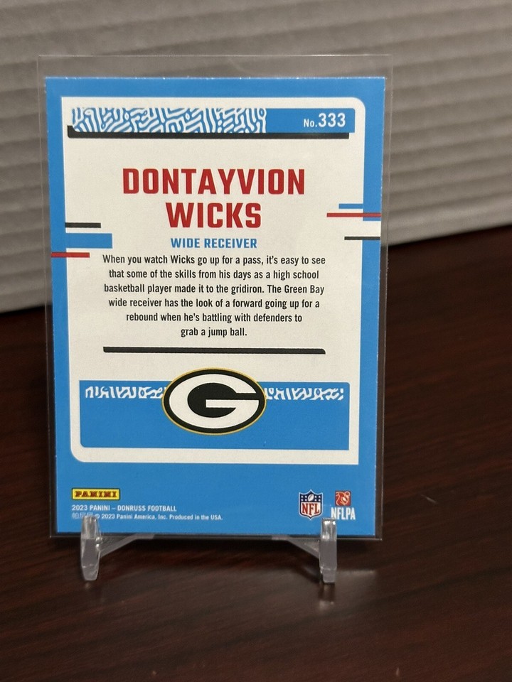 Dontayvion Wicks 2023 Panini Donruss Rated Rookie #333 Green Bay ...