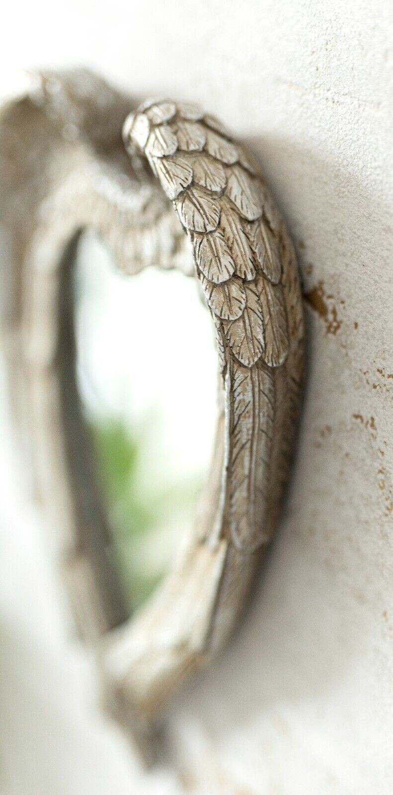 Heart Angel Wings Mirror Feathered Rustic Home Decor Wall Hanging ...