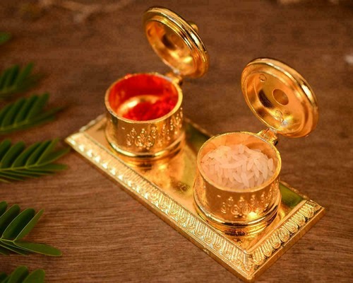 Metal Golden Finish Chandan Roli Box Kumkum Dani Pooja | eBay Australia
