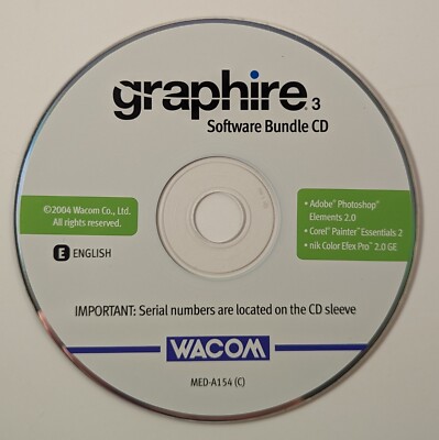 graphire 3 Software Bundle WACOM - No Serial Numbers - CD-ROM Disc Only ...