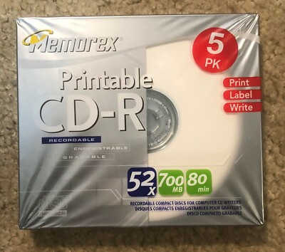 Memorex Printable CD-R 52x 700MB 80 Minute 4-Pack White - New | eBay