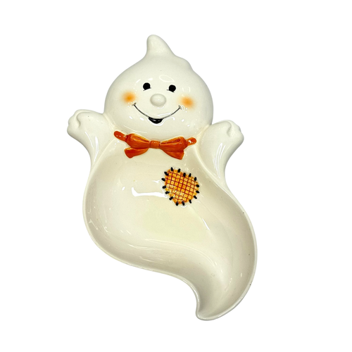 Hallmark Halloween Ghost Candy Dish Wall Plaque Fall Decoration Ceramic ...