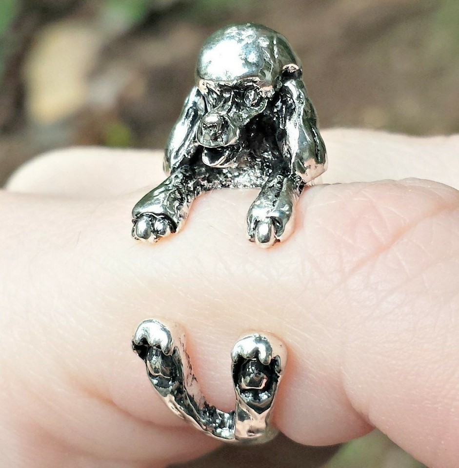 Poodle Ring - Adjustable Wrap Dog Ring - Silver, Black, Gold Animal Pet ...