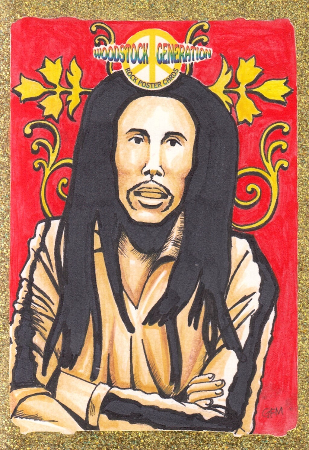 Woodstock Generation 2010 3 x 5 Bob Marley Color Sketch Card Gemma ...