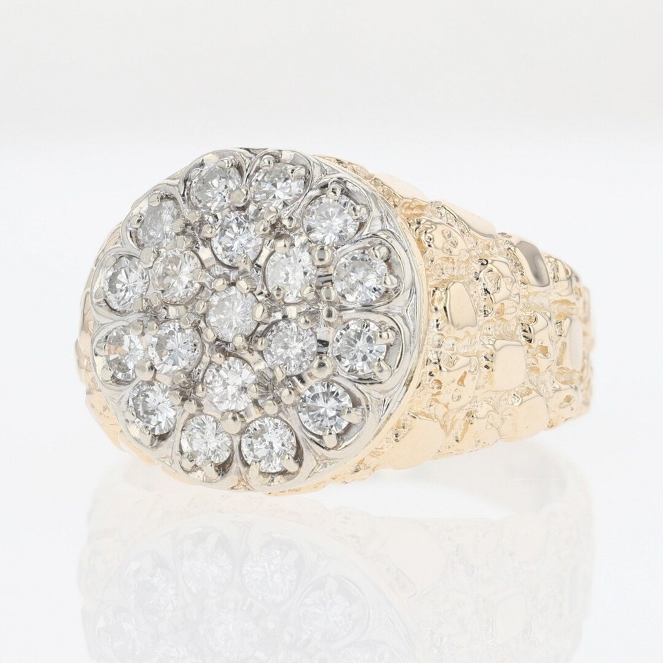1.72ctw Round Diamond Cluster Nugget Style Ring 14k Multi-Tone Gold ...
