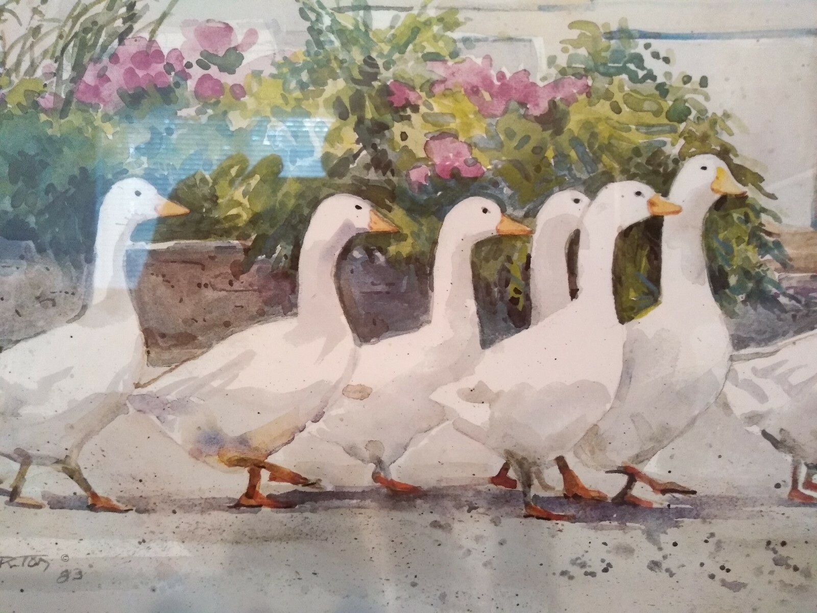 "DINNER CALL", WATERCOLOR 'PRINT COPY' FRAMED by artist "DARLINA DARTON ...