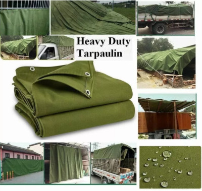 Heavy Duty Waterproof Canvas Tarpaulin Cotton Tarp Car Boat Cover ...
