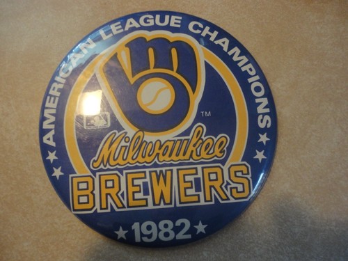 VINTAGE 1982 MILWAUKEE BREWERS ☆RARE☆ 6" MLB BASEBALL PIN BACK BUTTON ...