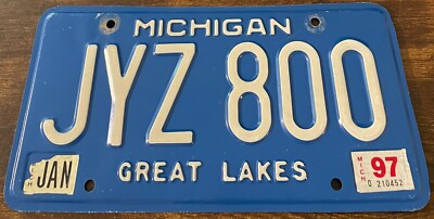 1997 Michigan License Plate JYZ 800 Great Lakes | eBay