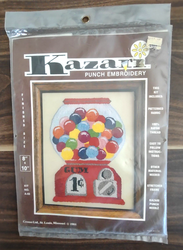 KAZARI PUNCH EMBROIDERY KIT 8” X 10”BUBBLE GUM MACHINE A-65 ORIGINAL ...