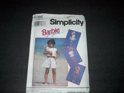 Simplicity Pattern 8388 Girls' Top, Skirt, Shorts Doll Clothes Transfer ...