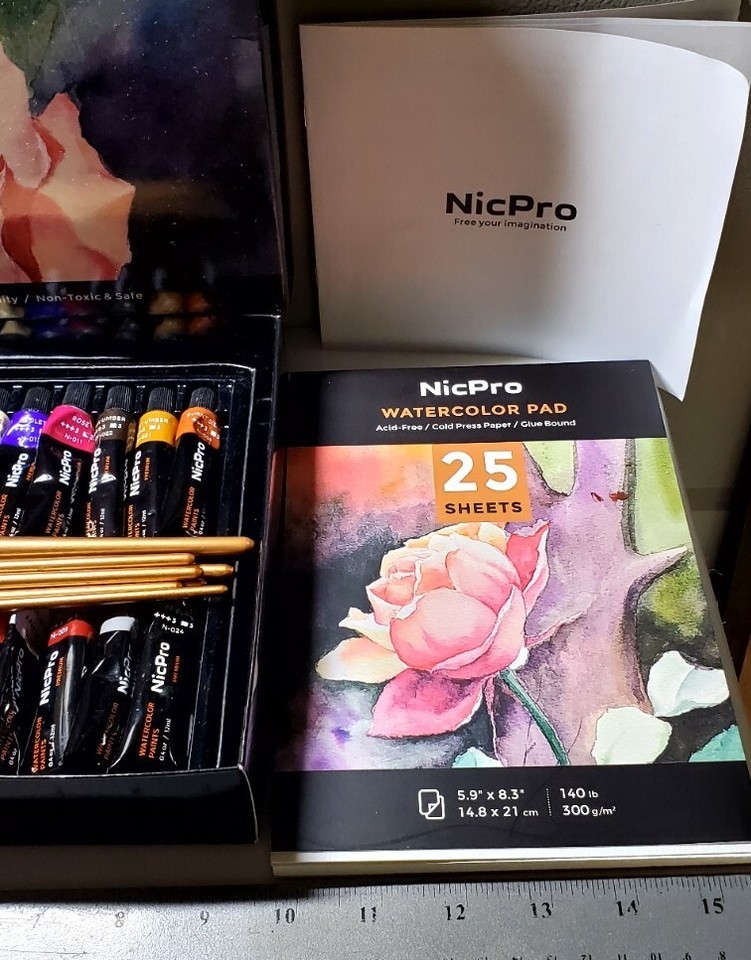 Nicpro Watercolor Paint Kit, Painting Supplies Set 24 Tubes, Brushs ...