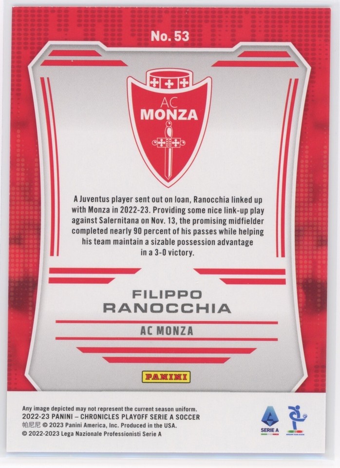 FILIPPO RANOCCHIA 2022-23 CHRONICLES ROOKIE PLAYOFF PURPLE STARS #53 RC ...