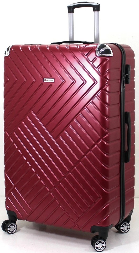 26" Hard Shell Suitcase 8 Wheel 360° Spinner ABS Luggage Trolley Bag ...