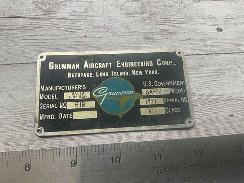 ORIG VINTAGE GRUMMAN SA-16B ALBATROSS TRIPHIBIAN AIRCRAFT DATA SPEC ...