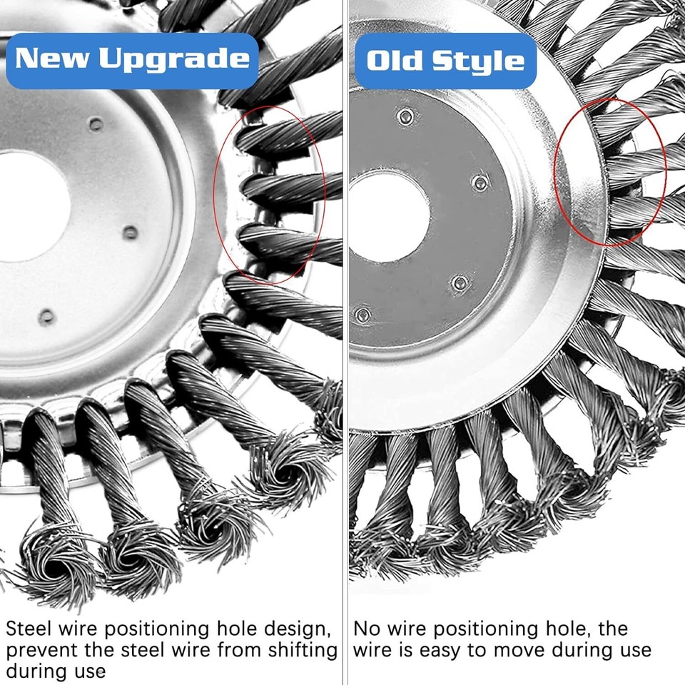 6/8 Inch Grass Strimmer Head Trimmer Brush Steel Wire Wheel Garden Weed ...