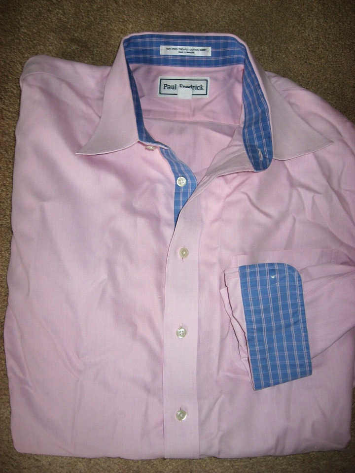 Mens Pink PAUL FREDRICK Wrinkle Free Dress Shirt 16.5-34 Large | eBay