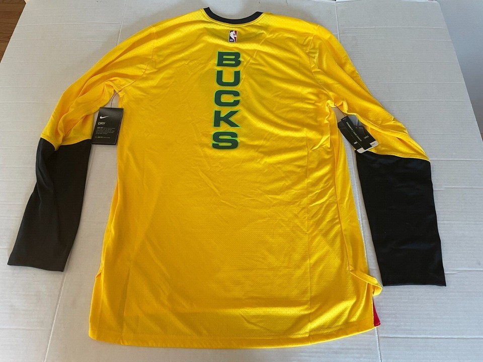 Nike NBA Milwaukee Bucks Cream City Player Issue Shooting Shirt Men ...