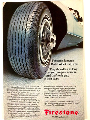 1970 Firestone Tire Print Ad - Supreme Radial Wide Oval Tires | eBay