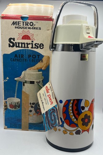 VTG Metro Housewares Sunrise Floral Vacuum AIRPOT Coffee Pump Thermos 1 ...
