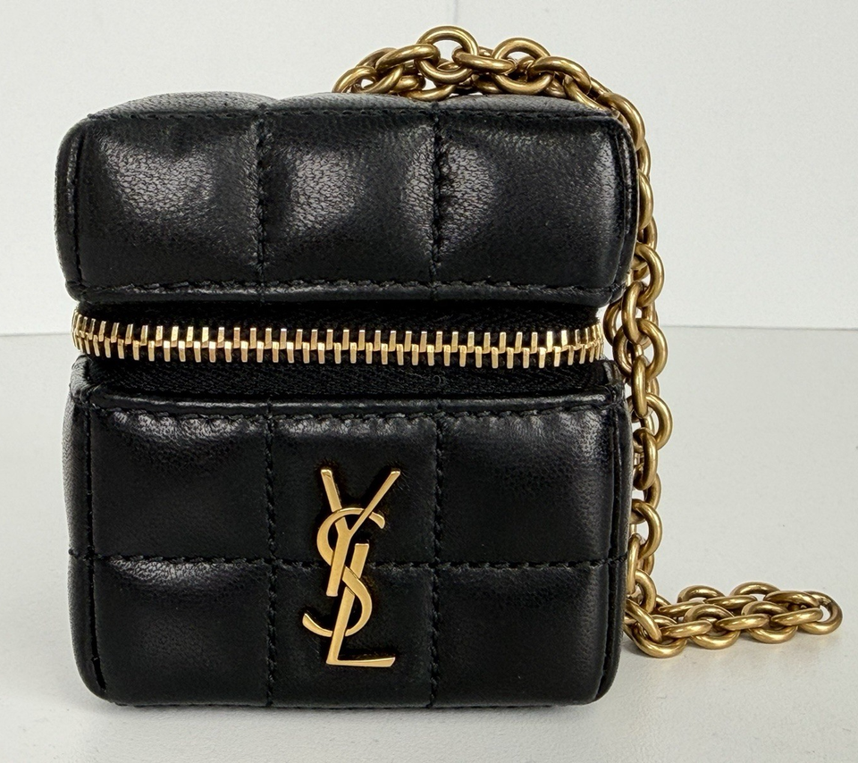 Saint Laurent Cassandre Matelasse Carre Mini Cube on Chain Black S08 | eBay