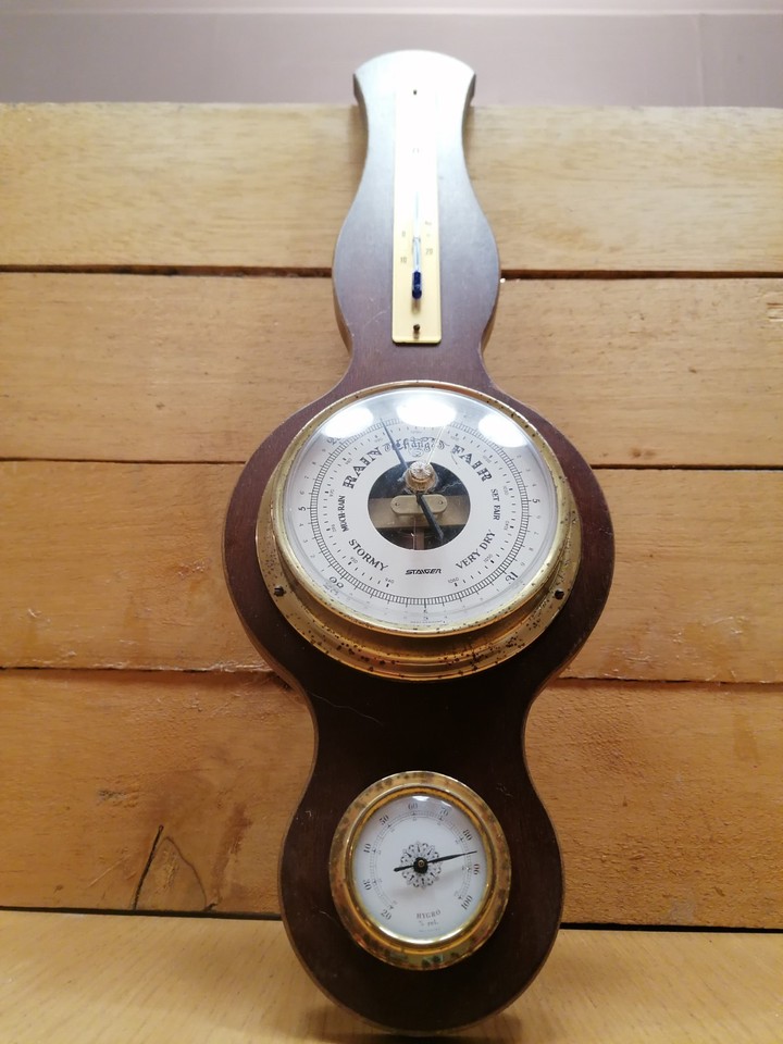 Vintage Staiger Banjo Wooden Wall Barometer Thermometer Hygrometer ...