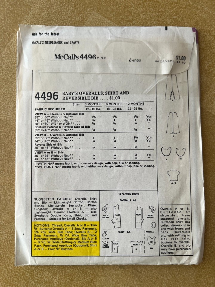 McCall's 4496 ~ Baby 12-25 LBS ~ ~ ~ ~ ~ ~ MP 69 | eBay