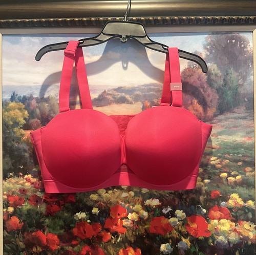 NWT Cacique 44DD Lightly Lined Multi-Way Strapless Bra Dark Pink/Red ...