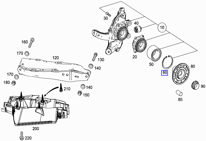 Mercedes Wheel Hub Bearing Circlip Snap Ring N000472090000 New Genuine ...