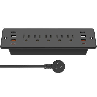 Recessed Power Strip Surge Protector with 5 Outlets USB 3.0 USB-A and ...
