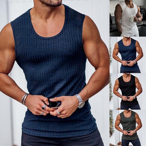 Men's Bodybuilding Vest Sleeveless Muscle Workout Tank Tops for Gym and ...