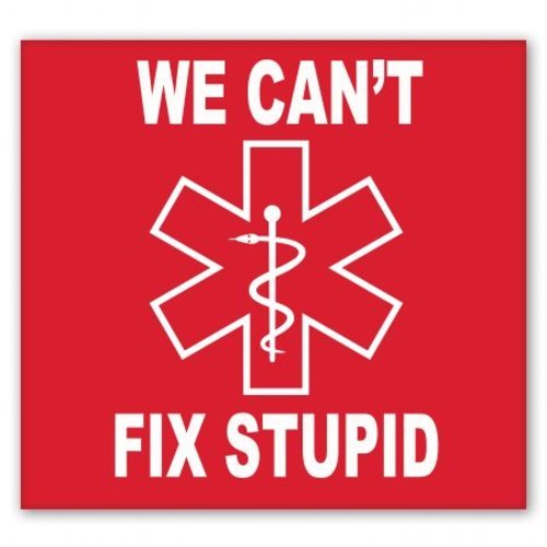 We Can't Fix Stupid Funny Medical EMS Car Vinyl Sticker - SELECT SIZE ...