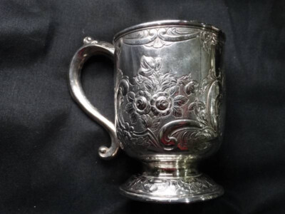 Exquisite Vintage English Silverplate Fancy Floral Design Drinking Cup ...