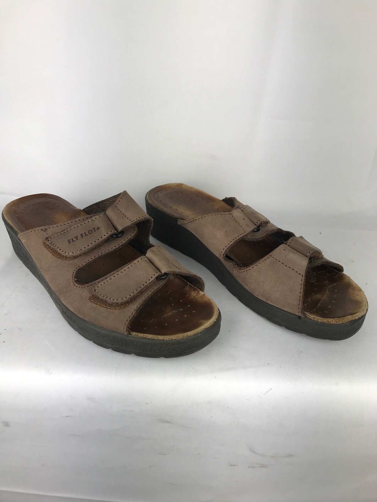 Fly Flot Anatomic Two Strap Brown Leather Sandals US … - Gem