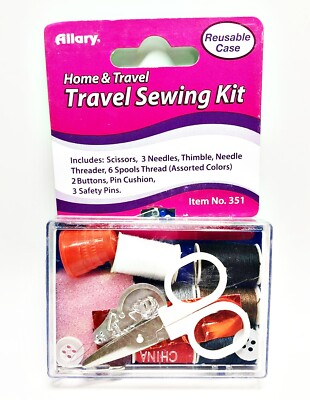 Lot of 2 Allary Home & Travel Sewing Kit in Reusable Case, Style #351 ...