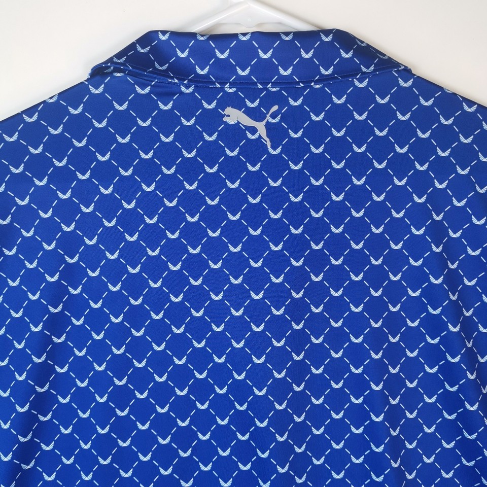Puma Polo Shirt Men XL Blue Volition America Freedom Stretch Pit To Pit ...