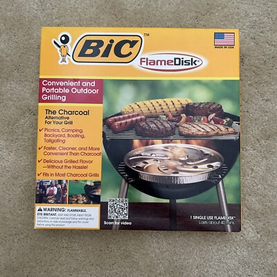 BIC Flame Disk Portable Outdoor Grilling Charcoal Alternative New in ...