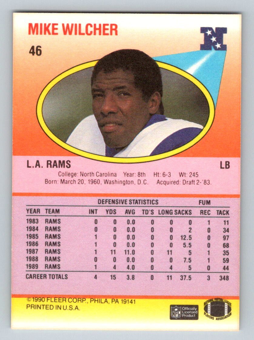 1990 Fleer #46 Mike Wilcher Los Angeles Rams | eBay UK